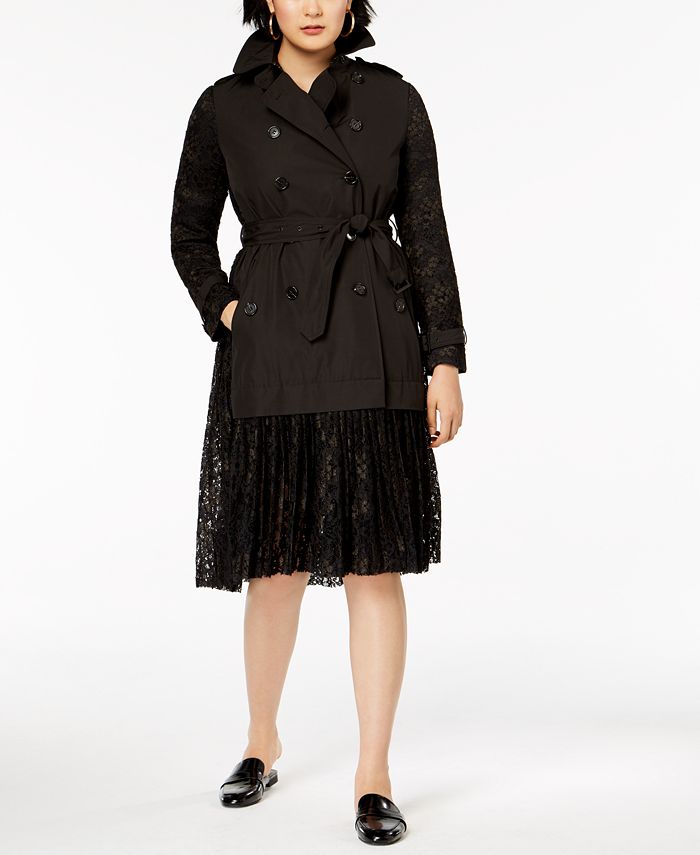 French Connection Double-Breasted Lace Trench Coat - Macy's
