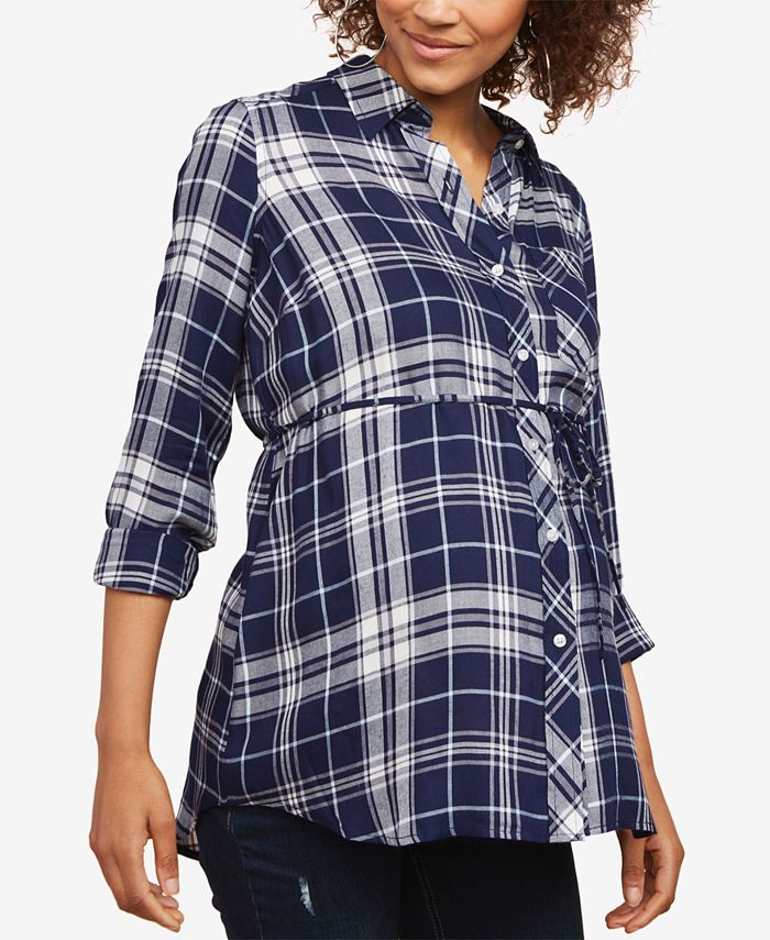 Motherhood Maternity Plaid Button-Front Shirt - Macy's