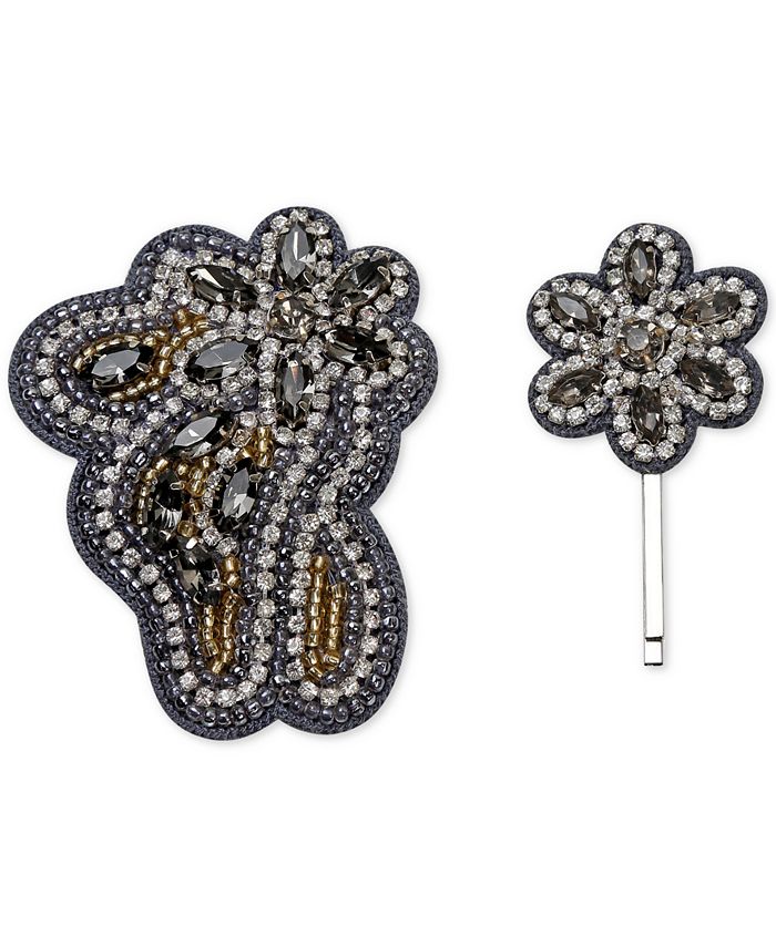 Deepa 2-Pc. Set Gunmetal-Tone Embellished Clip & Hair Pin - Macy's