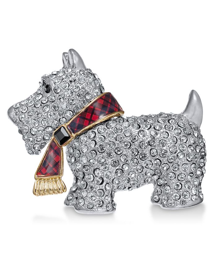 Charter Club Holiday Lane Silver-Tone Pavé & Epoxy Scotty Pin, Created ...