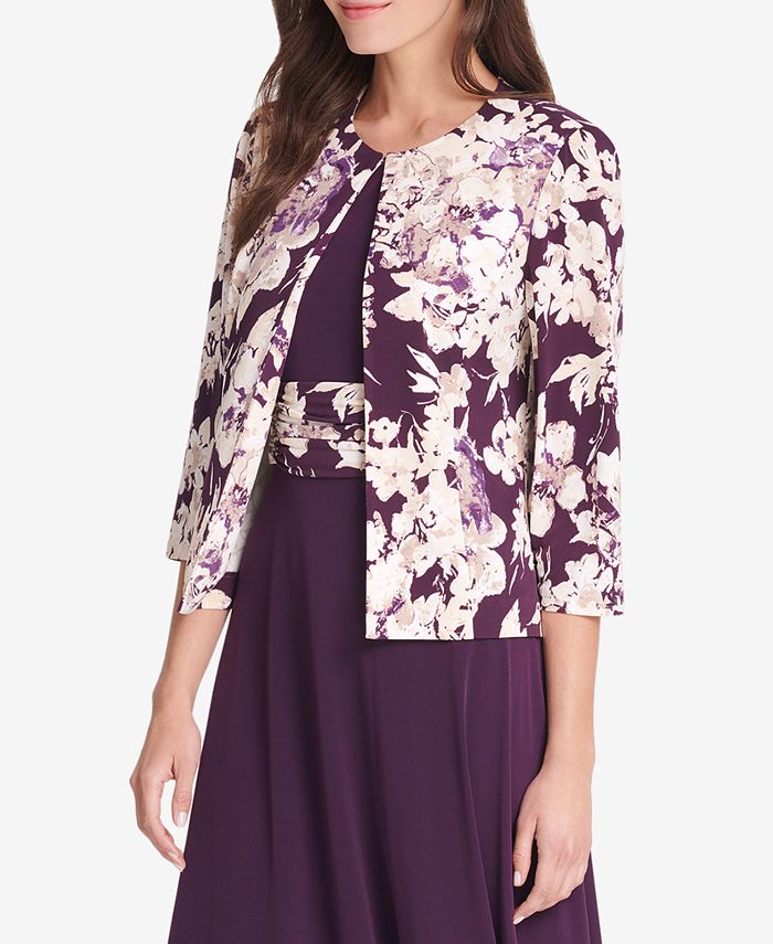Jessica Howard Petite Floral-Print Jacket & Midi Dress - Macy's