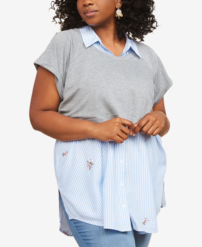 Motherhood Maternity Plus Size Layered-Look Nursing Top - Macy's
