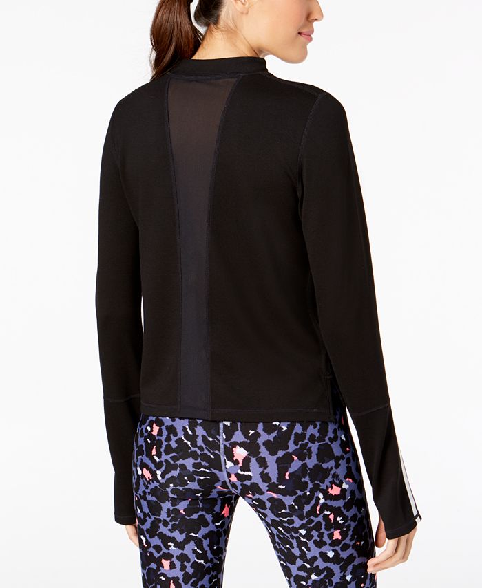 Calvin Klein Mesh-Inset Mock-Neck Top - Macy's
