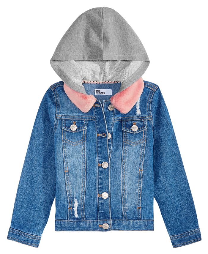 Epic Threads Little Girls Hooded Denim Jacket, Created for Macy's - Macy's