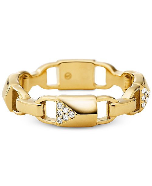 Michael Kors Women's Mercer Link Sterling Silver Padlock Ring & Reviews ...