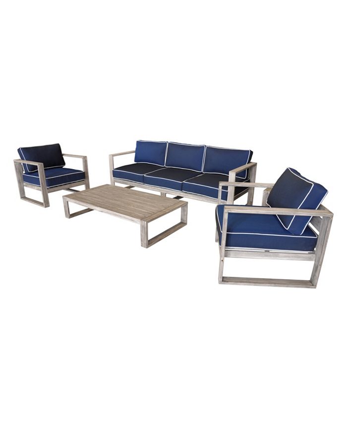 Courtyard Casual Driftwood Teak Modern North Shore Outdoor Coffee Table ...