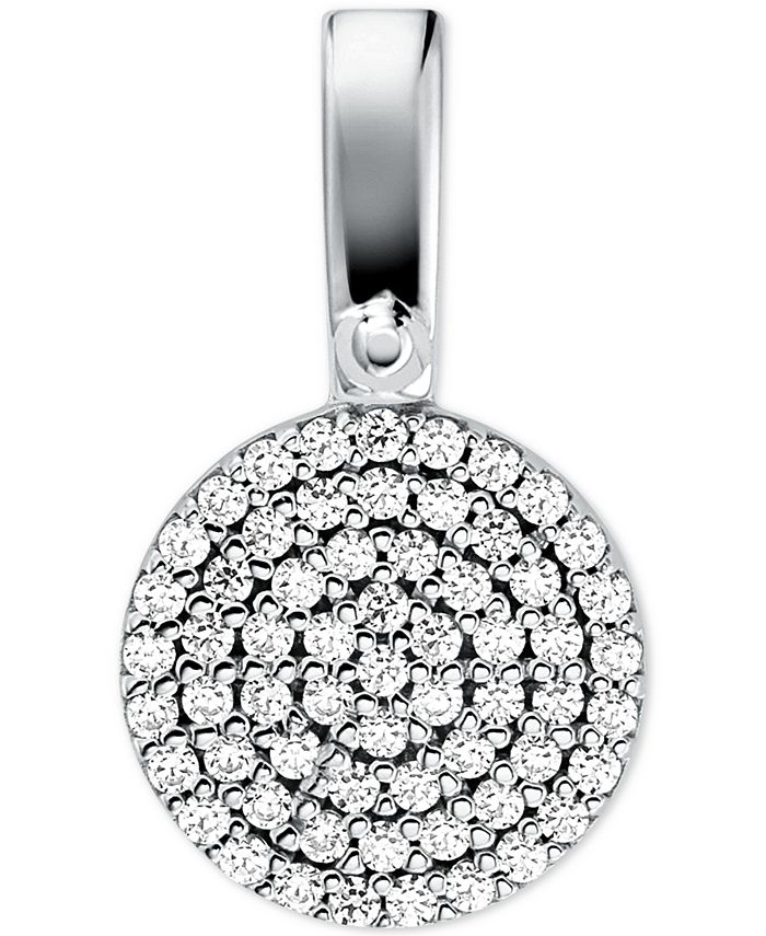 Michael Kors Women's Custom Kors Sterling Silver Pave Disc Charm - Macy's