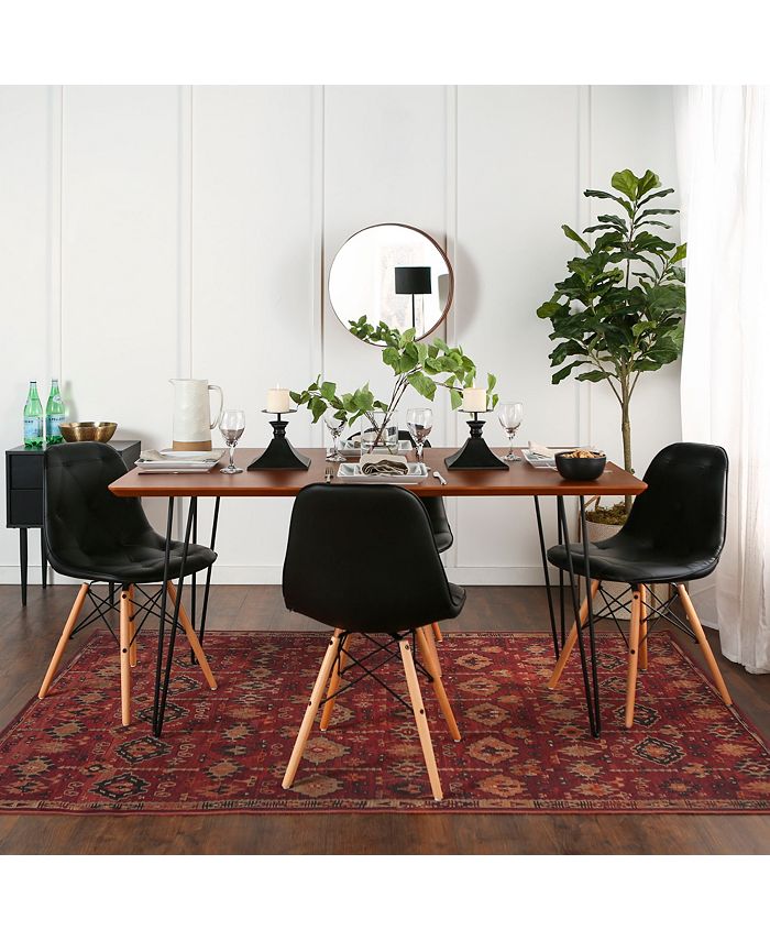 Walker Edison Square Hairpin 5 Piece Dining Set w/ Eames Chairs ...