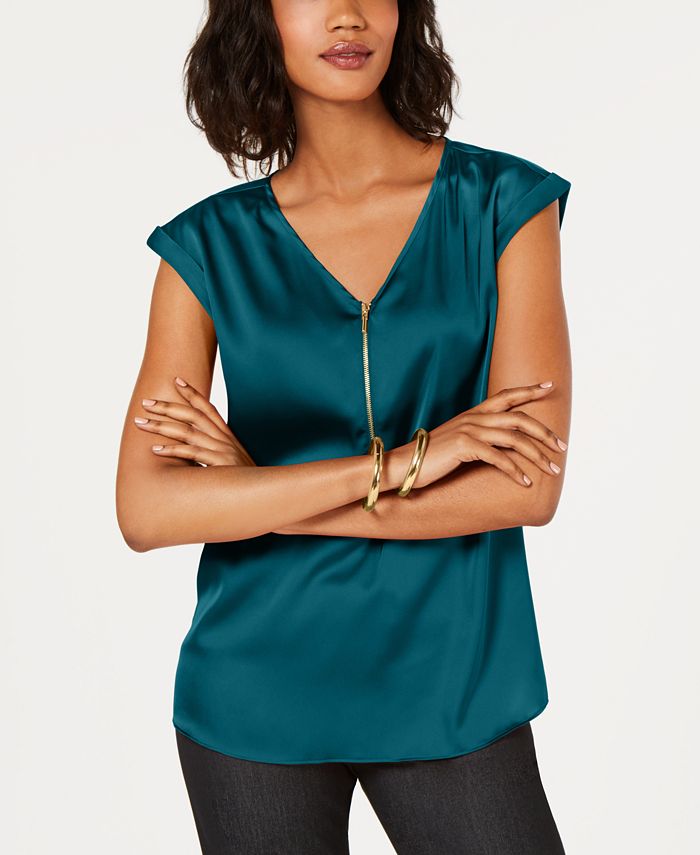 JM Collection Zip-Front Blouse, Created for Macy's - Macy's
