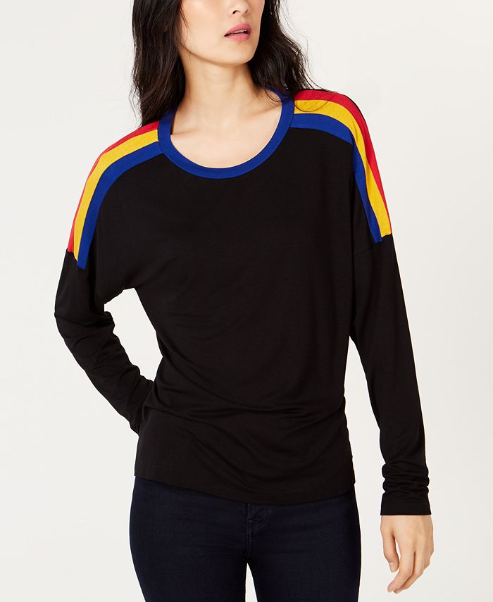 INC International Concepts I.N.C. Striped-Shoulder Top, Created for ...