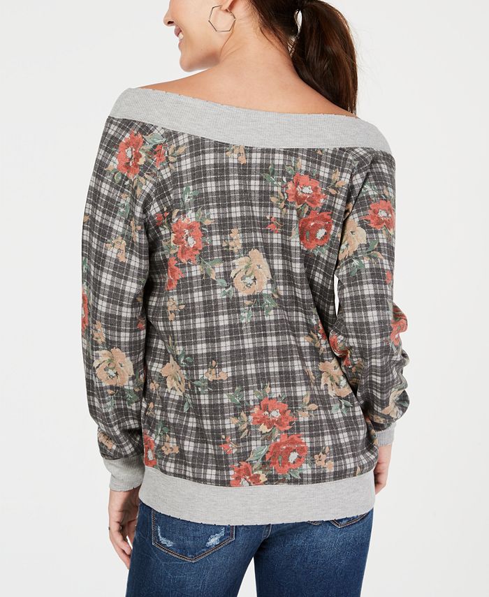 American Rag Juniors' Printed Off-The-Shoulder Sweatshirt, Created for ...