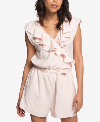 Roxy Cool Your Heart Juniors' Ruffled Surplice Romper - Macy's