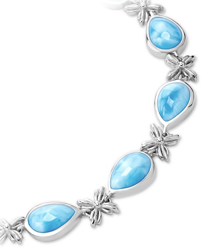 Marahlago Larimar Floral Toggle Bracelet in Sterling Silver - Macy's