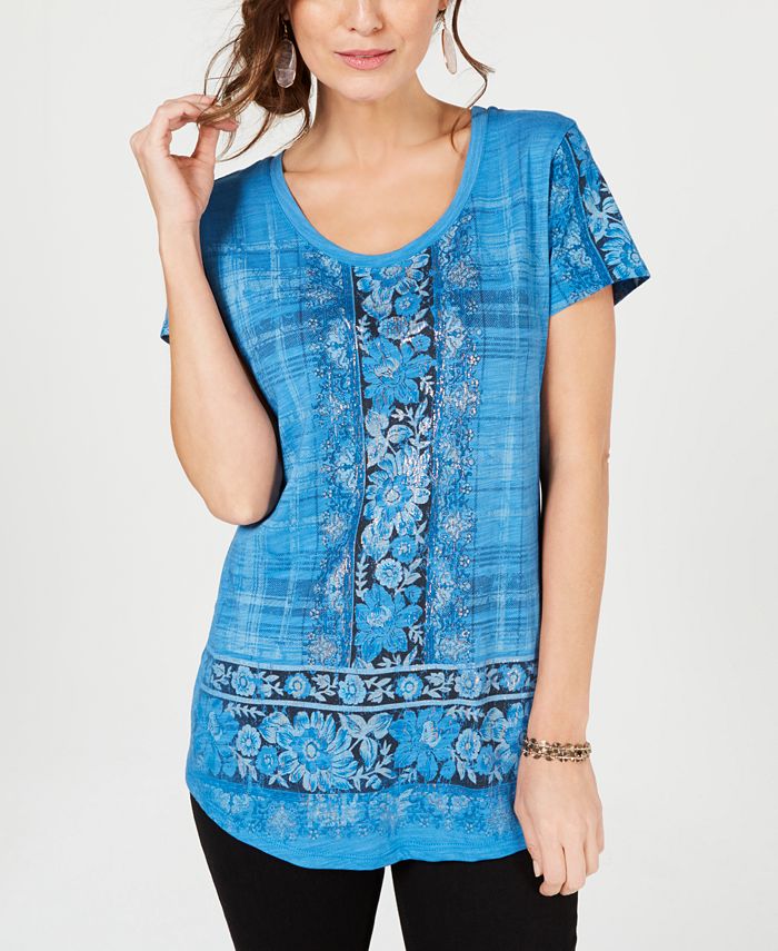 Style & Co Batik-Print Panel Tunic Top, Created for Macy's - Macy's