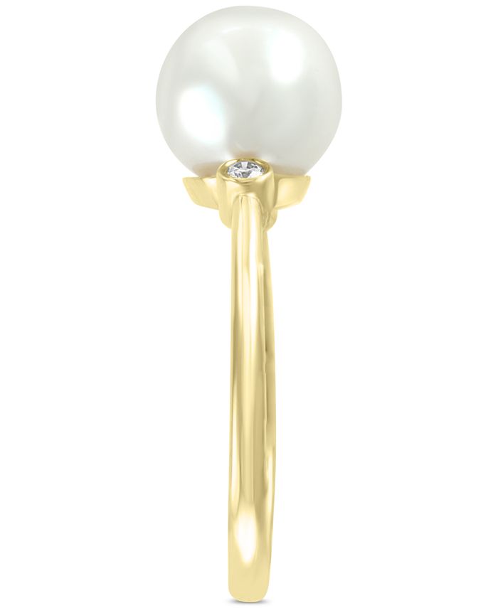 EFFY Collection EFFY® Cultured Freshwater Pearl (8mm) & Diamond Accent ...