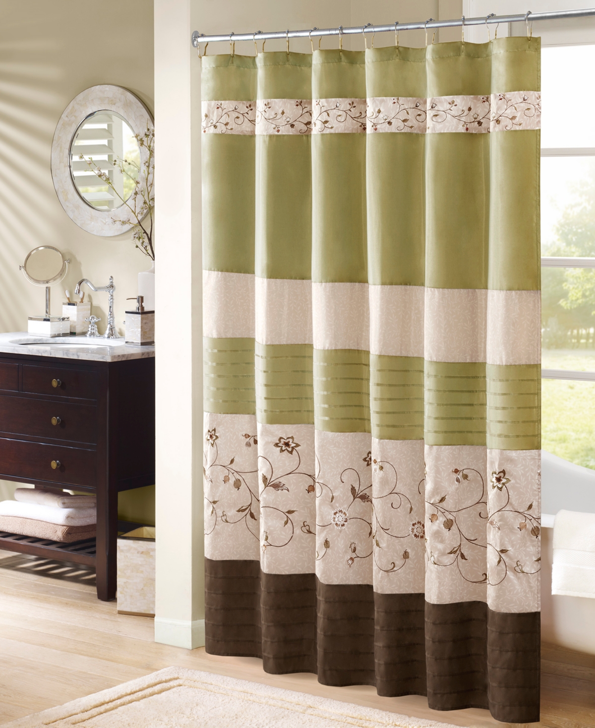 Click here for Madison Park Serene Floral Embroidered Shower Curt... prices