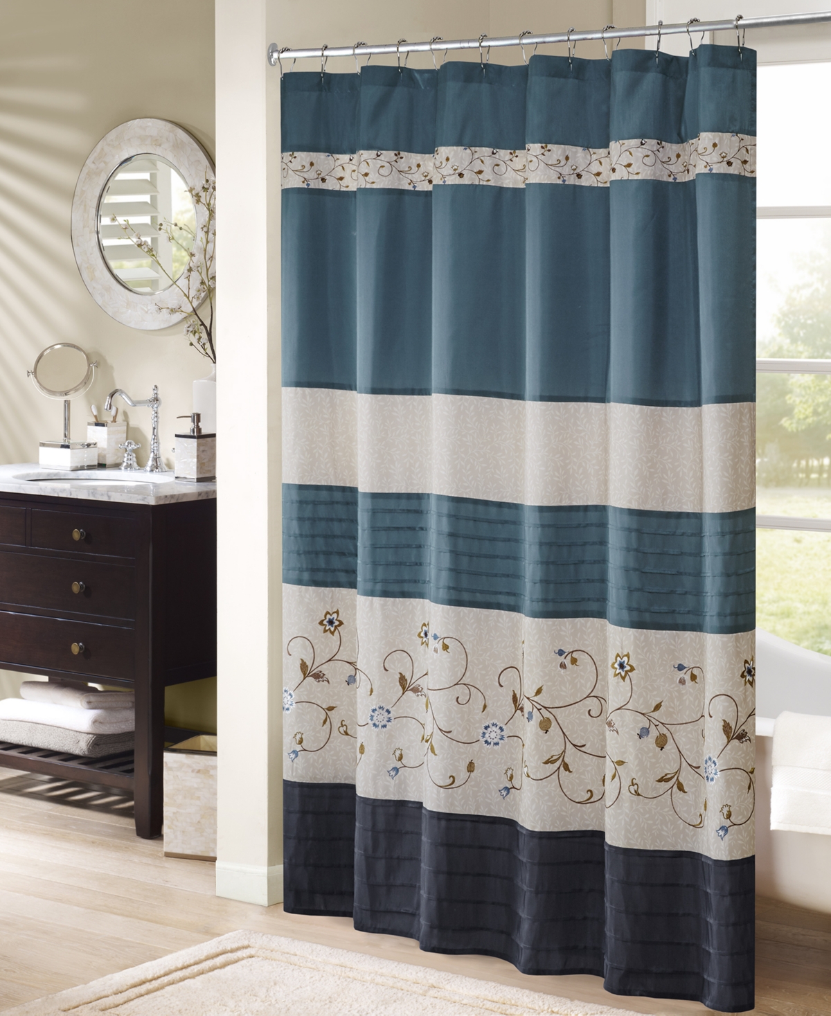 Click here for Madison Park Serene Floral Embroidered Shower Curt... prices