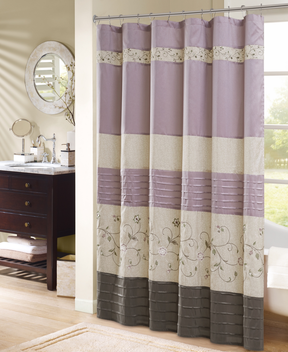 Click here for Madison Park Serene Floral Embroidered Shower Curt... prices