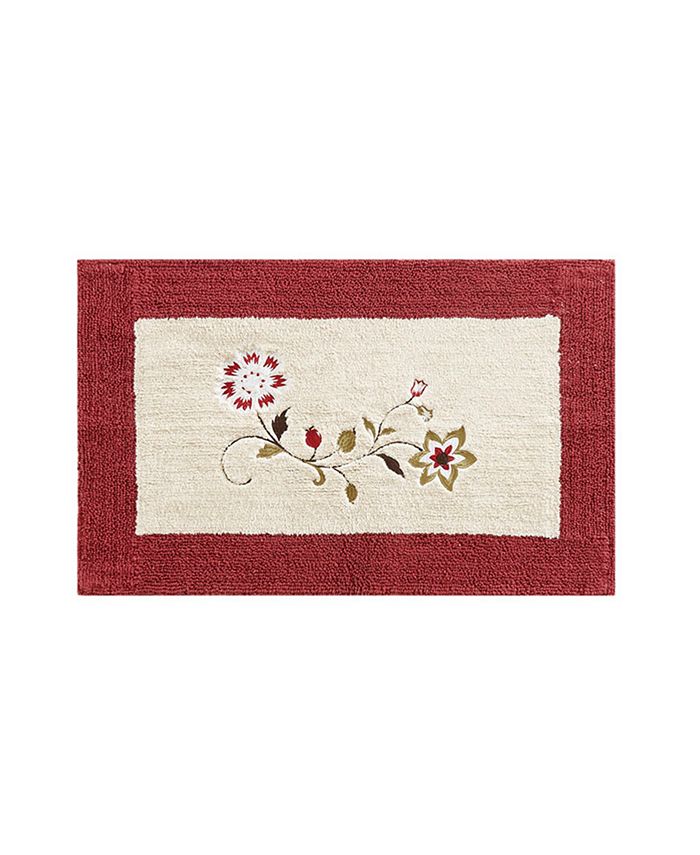 Madison Park Serene 21" x 34" Embroidered Cotton Tufted Rug - Macy's