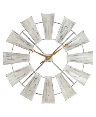 Farmhouse Windmill Wall Clock - White - Macy's