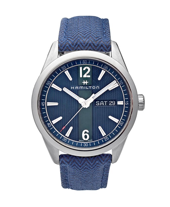 Hamilton LIMITED EDITION Men's Swiss Broadway Blue Fabric Strap Watch ...