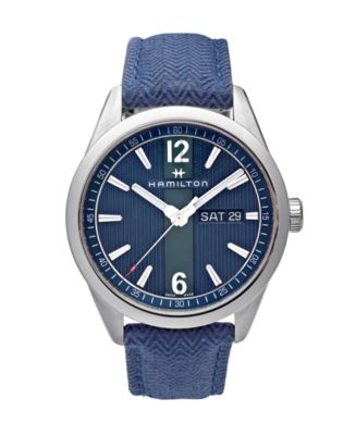 LIMITED EDITION Hamilton Men's Swiss Broadway Blue Fabric Strap Watch ...