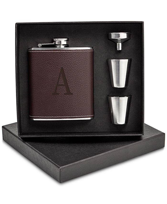 Cathy's Concepts Personalized Leather Wrapped Flask Set - Macy's
