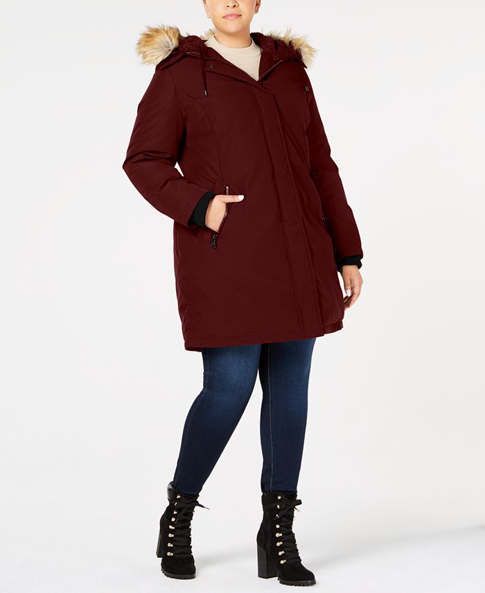 Vince Camuto Plus Size Faux-Fur-Trim Hooded Parka - Macy's