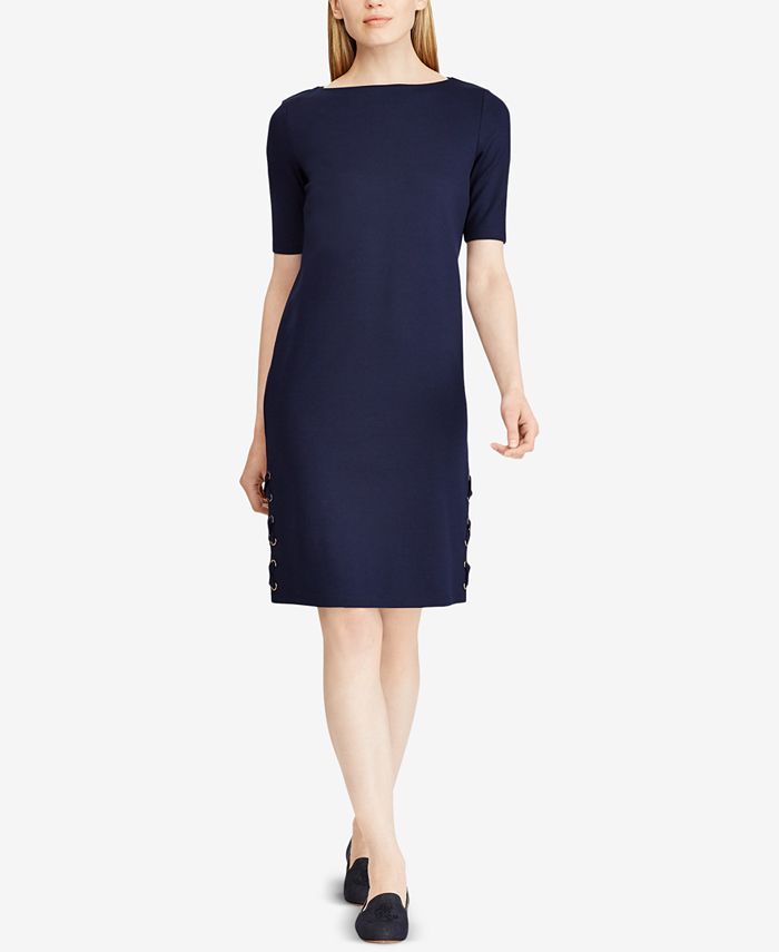 Lauren Ralph Lauren Lace-Up Elbow-Sleeve Dress - Macy's
