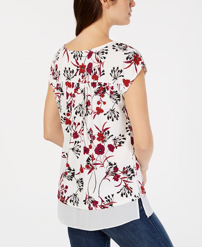 Tommy Hilfiger Printed Layered-Look Top, Created for Macy's - Macy's