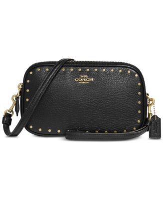 COACH Border Rivets Crossbody in Pebble Leather - Macy's