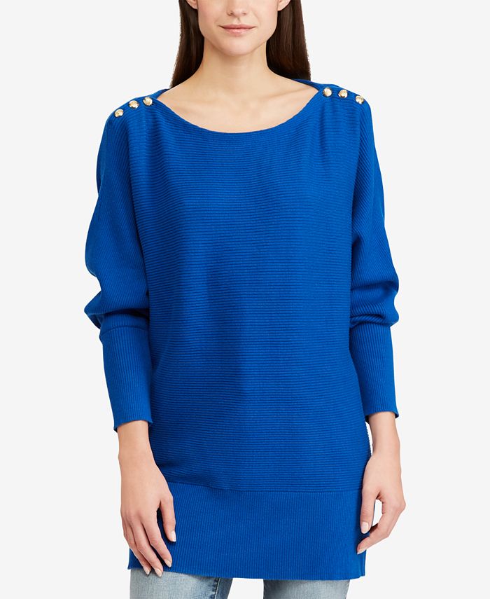 Lauren Ralph Lauren Button-Shoulder Sweater - Macy's