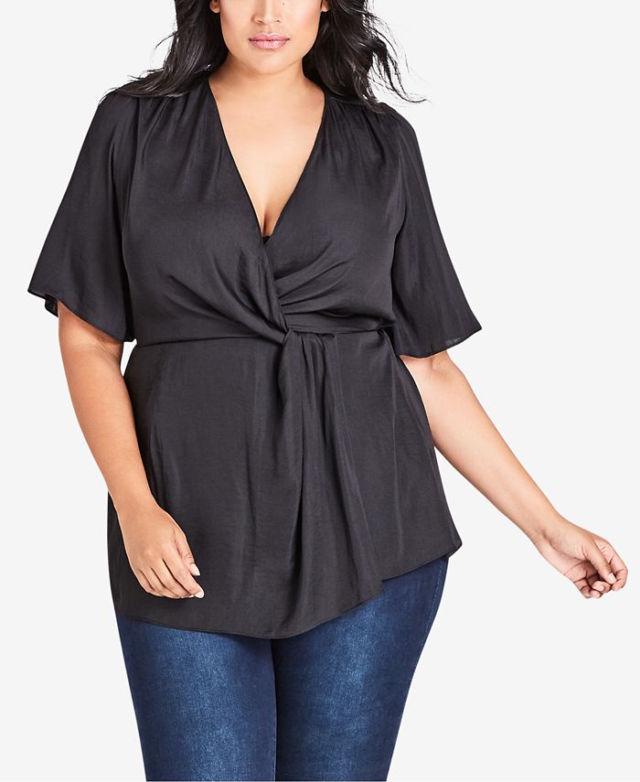 City Chic Trendy Plus Size Twist Front Top - Macy's
