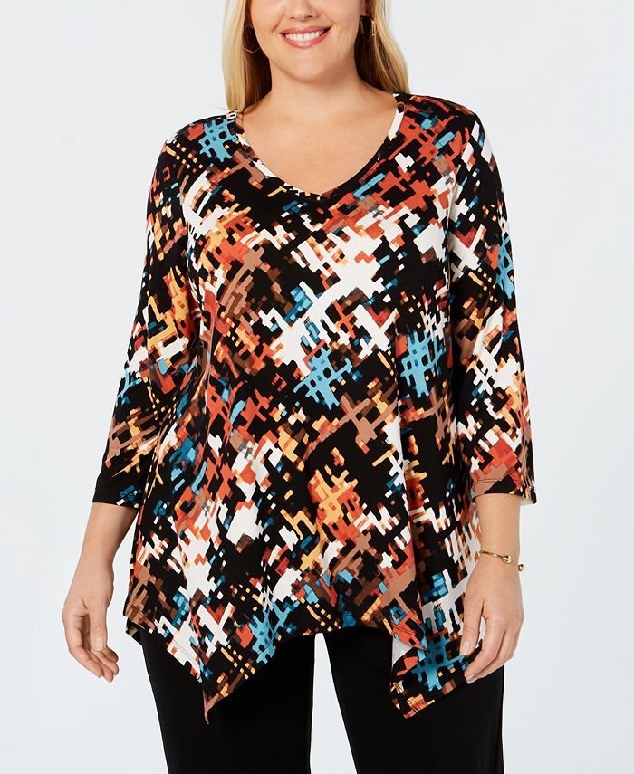 JM Collection Plus Size Printed Top, Created for Macy's - Macy's