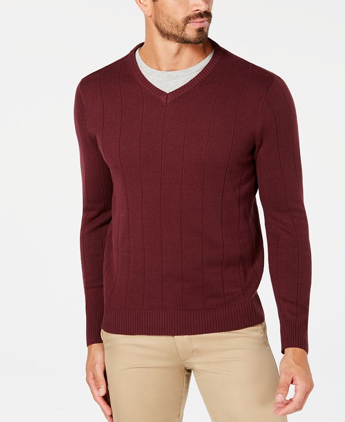 Club Room Men's Textured V-Neck Sweater, Created for Macy's - Macy's