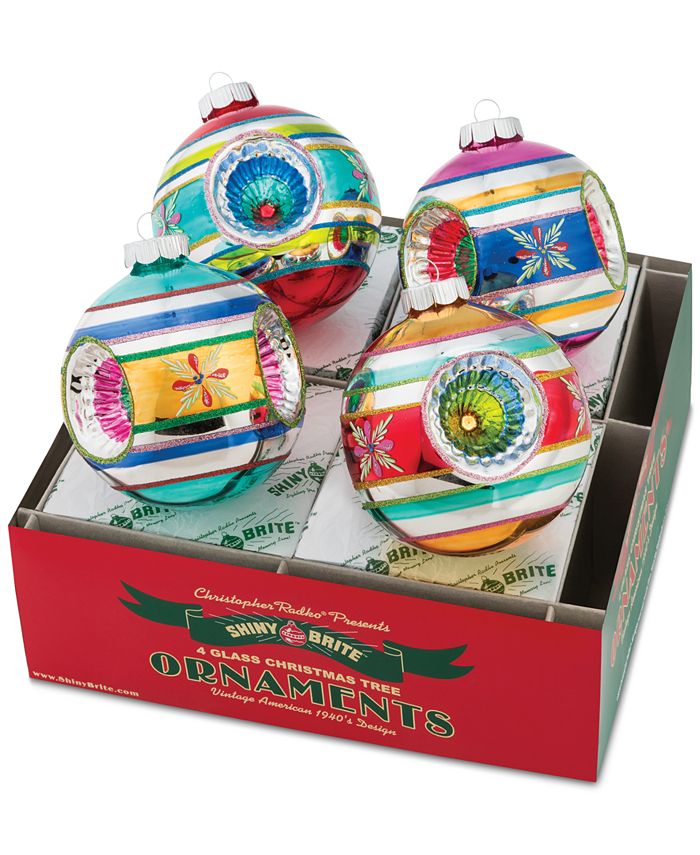 Christopher Radko Christmas Confetti 4" 4-Pc. Rounds with Triple ...
