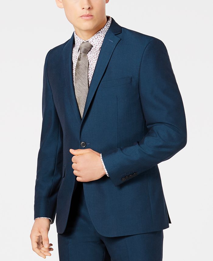Bar III Men's Slim-Fit Stretch Teal Suit Jacket, Created for Macy's ...