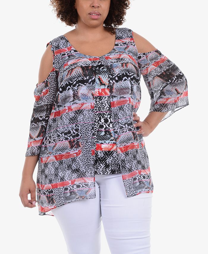 Ny Collection Plus Size Layered Cold Shoulder Tunic Macys
