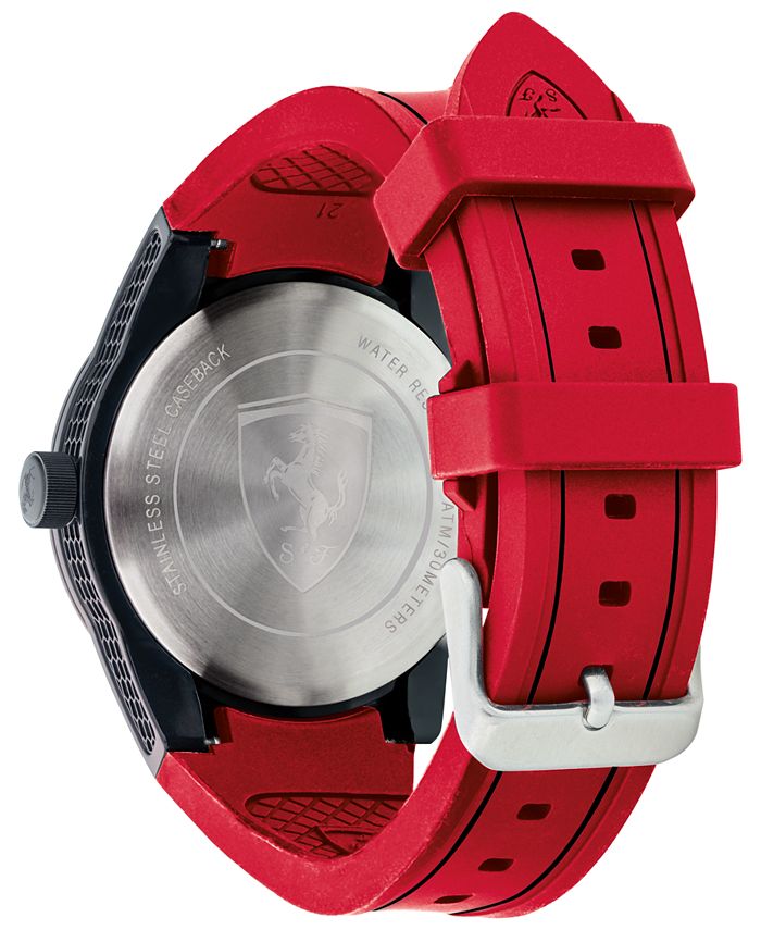 Ferrari Men's Red Rev Red Silicone Strap Watch 44mm - Macy's