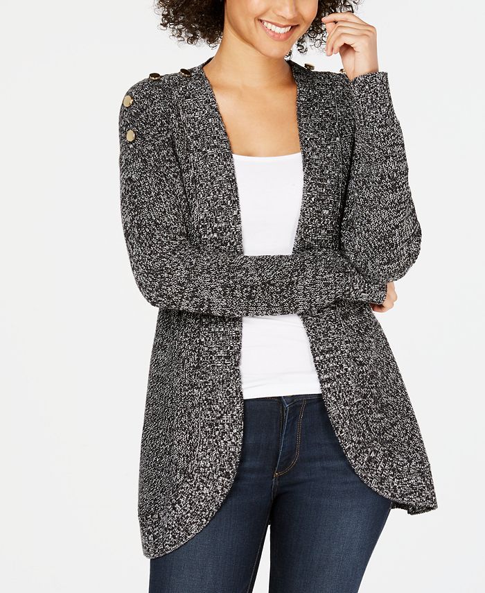 Charter Club Petite Marled Open-Front Completer Cardigan, Created for ...