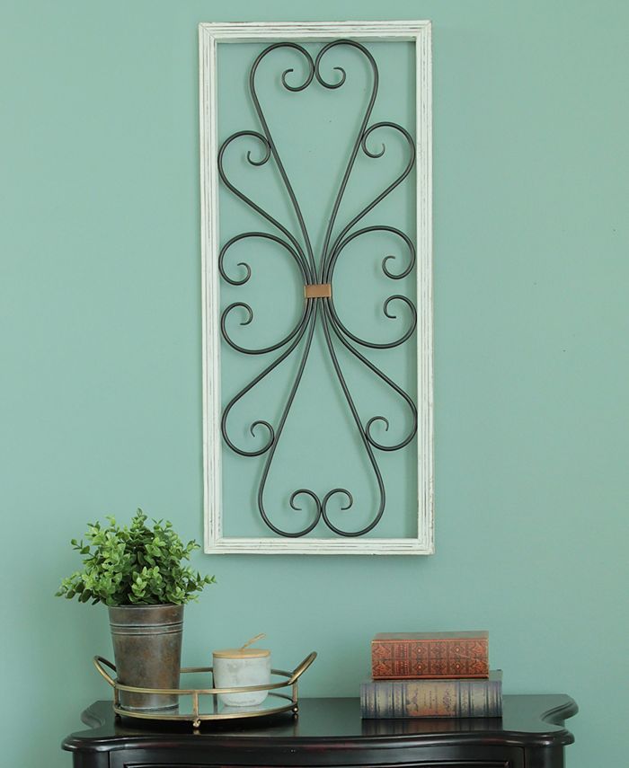 Stratton Home Décor Stratton Home Decor Distressed White Scroll Panel ...