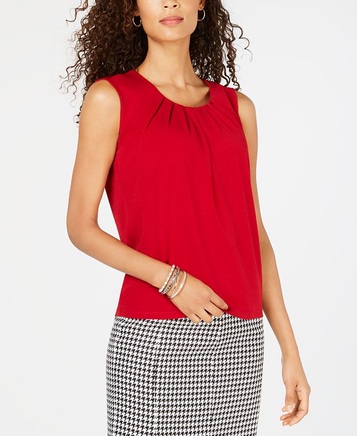 Kasper Pleat-Neck Shell - Macy's