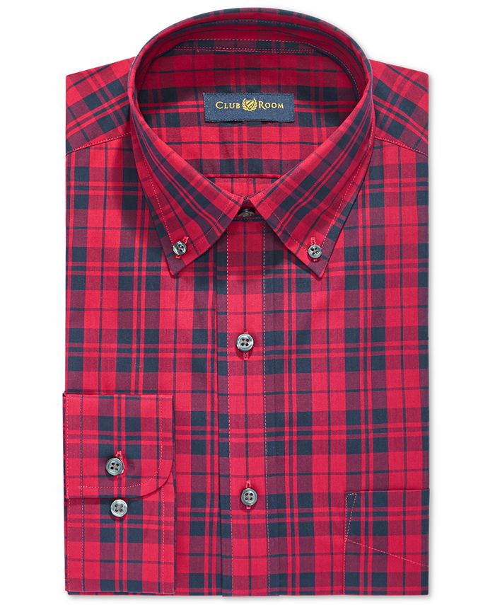 Club Room Men's Classic/Regular Fit Stretch Country Tartan Dress Shirt ...