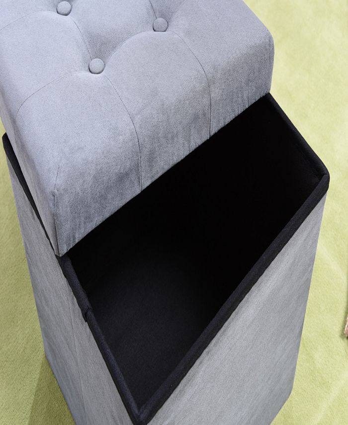 Hodedah Cube, Foldable, Suede, Storage Ottoman in Grey - Macy's