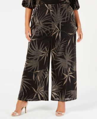 MSK Plus Size Metallic-Print Wide-Leg Pants - Macy's