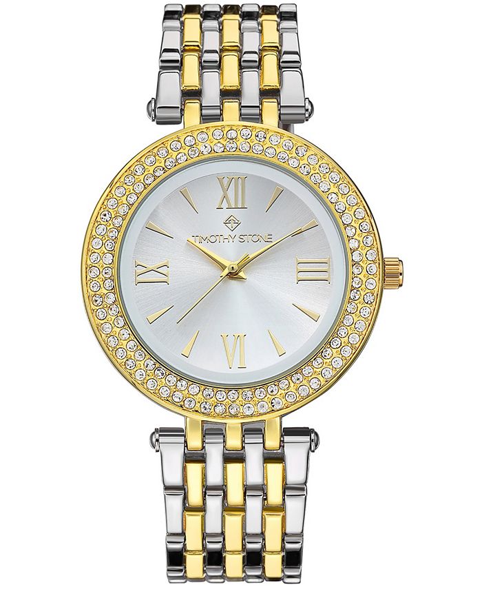 Timothy Stone Women's 'Burst' Roman Numeral Crystal Two Tone Boyfriend ...