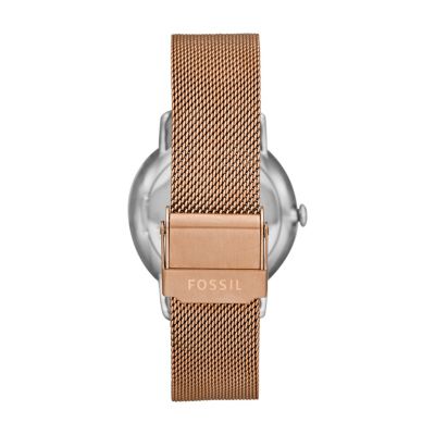 Fossil Women's Neely Rose Gold-Tone Stainless Steel Mesh Bracelet Watch ...