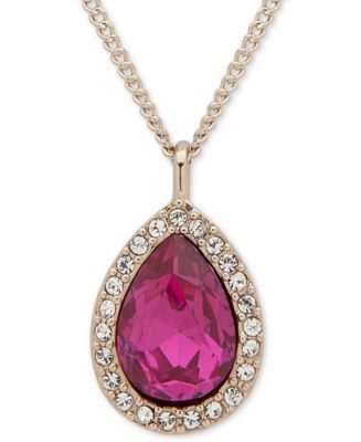 Givenchy Pavé & Stone Pear Pendant Necklace, 16" + 3" extender, Created ...