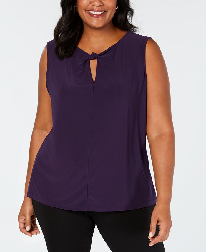 Nine West Plus Size Knot-Neck Keyhole Shell - Macy's