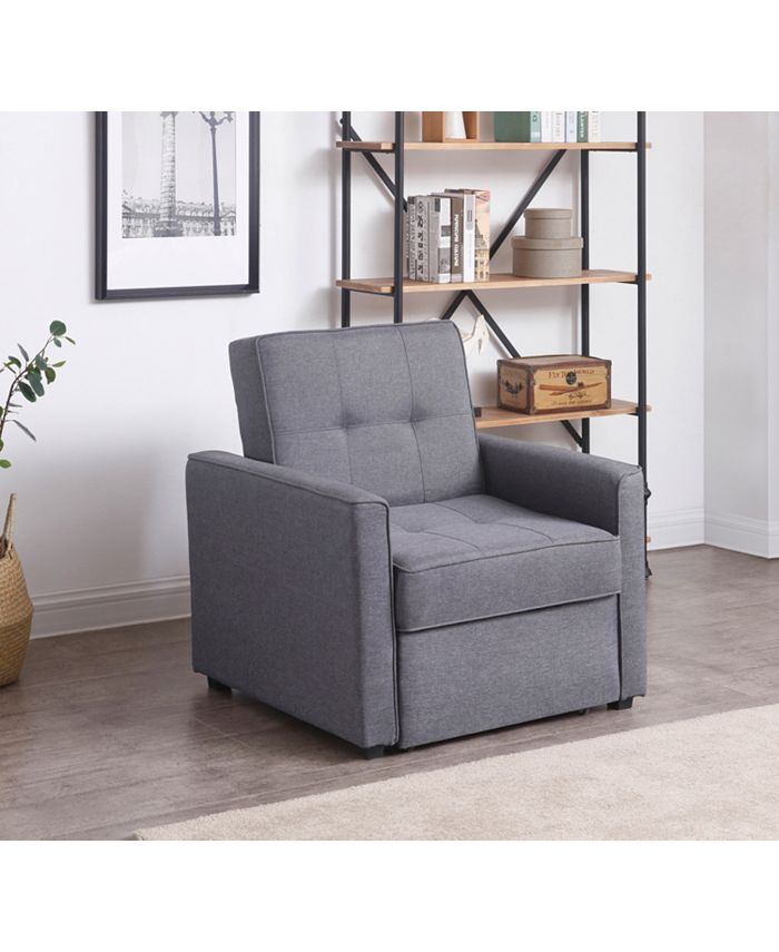 Gold Sparrow Chandler Gray Convertible Arm Chair Bed - Macy's